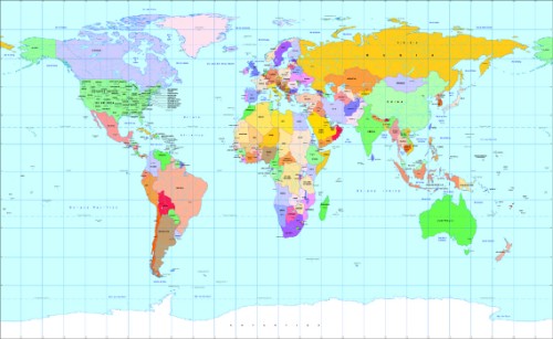 Imagen del mapa mundi con los nombres de los paises - Imagui